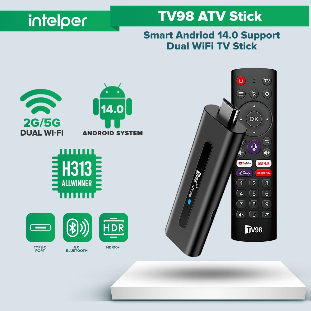 Intelper TV98 ATV Stick Andriod 14 TV Box Smart TV Stick 8K UHD Wifi ...