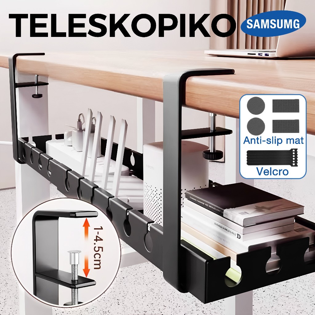 Heavy Duty Adjustable Under Desk Wire Rack Organizer NoDrill Design for ...