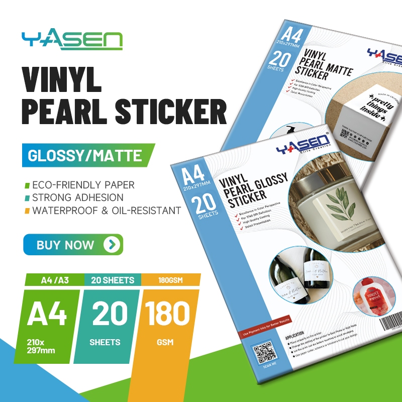 Yasen 180gsm Glossy Matte A4 Premium Printable Vinyl Sticker Adhesive ...