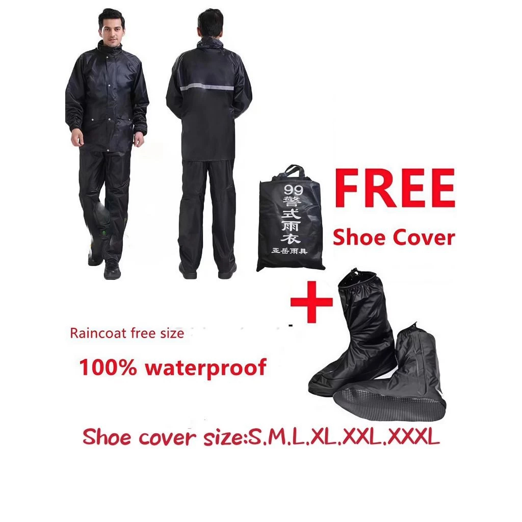 waterproof rainshoes cover motor raincoat set rain shoe cover+ Raincoat ...