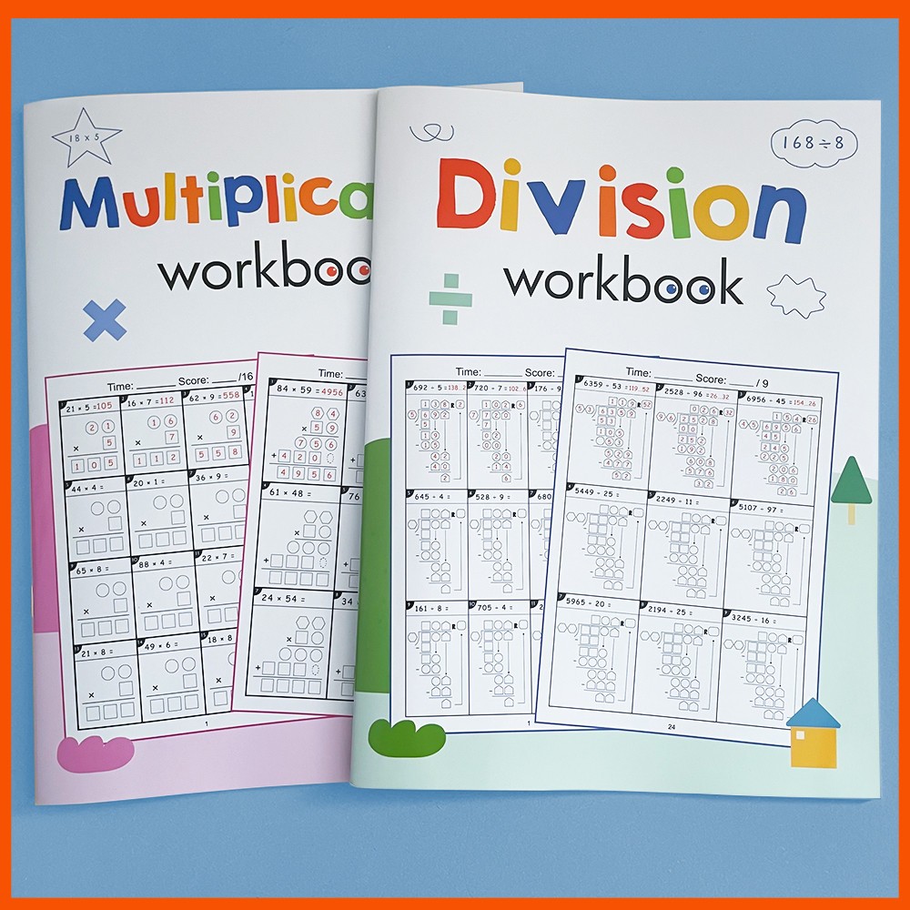 Math Long Division & 2 Digit × 1/2 Digit Multiplication Practice ...