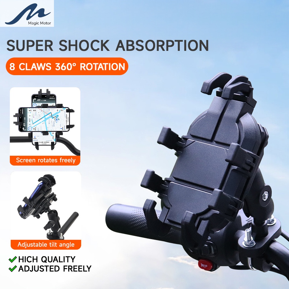Cellphone Holder For Motorcycle Shock Absorber 360° Rotating Clamp Type ...