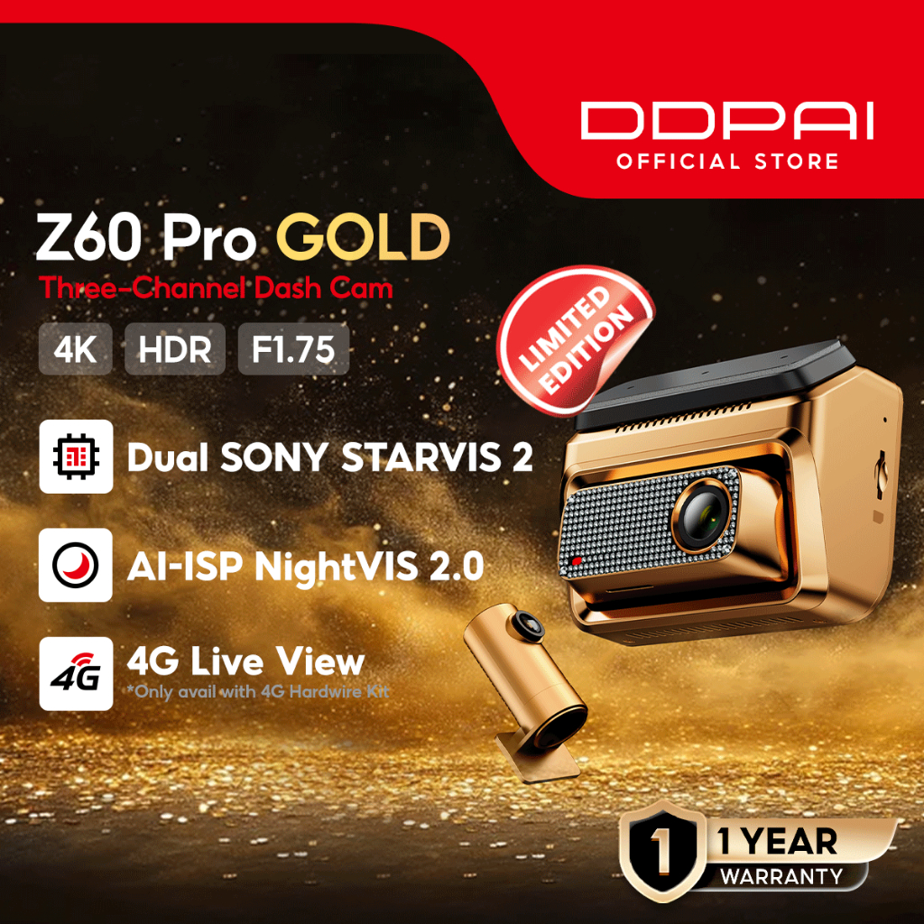 [LIMITED EDITION] DDPAI Z60 Pro Gold 4K UHD Dual Sony STARVIS 2 HDR ...