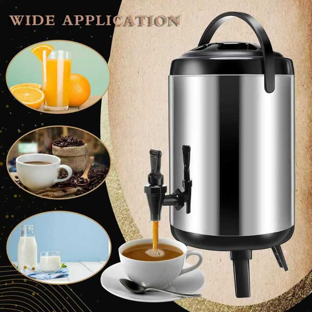 Milk Tea Bucket Water Jug Stainless steel Thermos Jug With Faucet 6L 8L ...