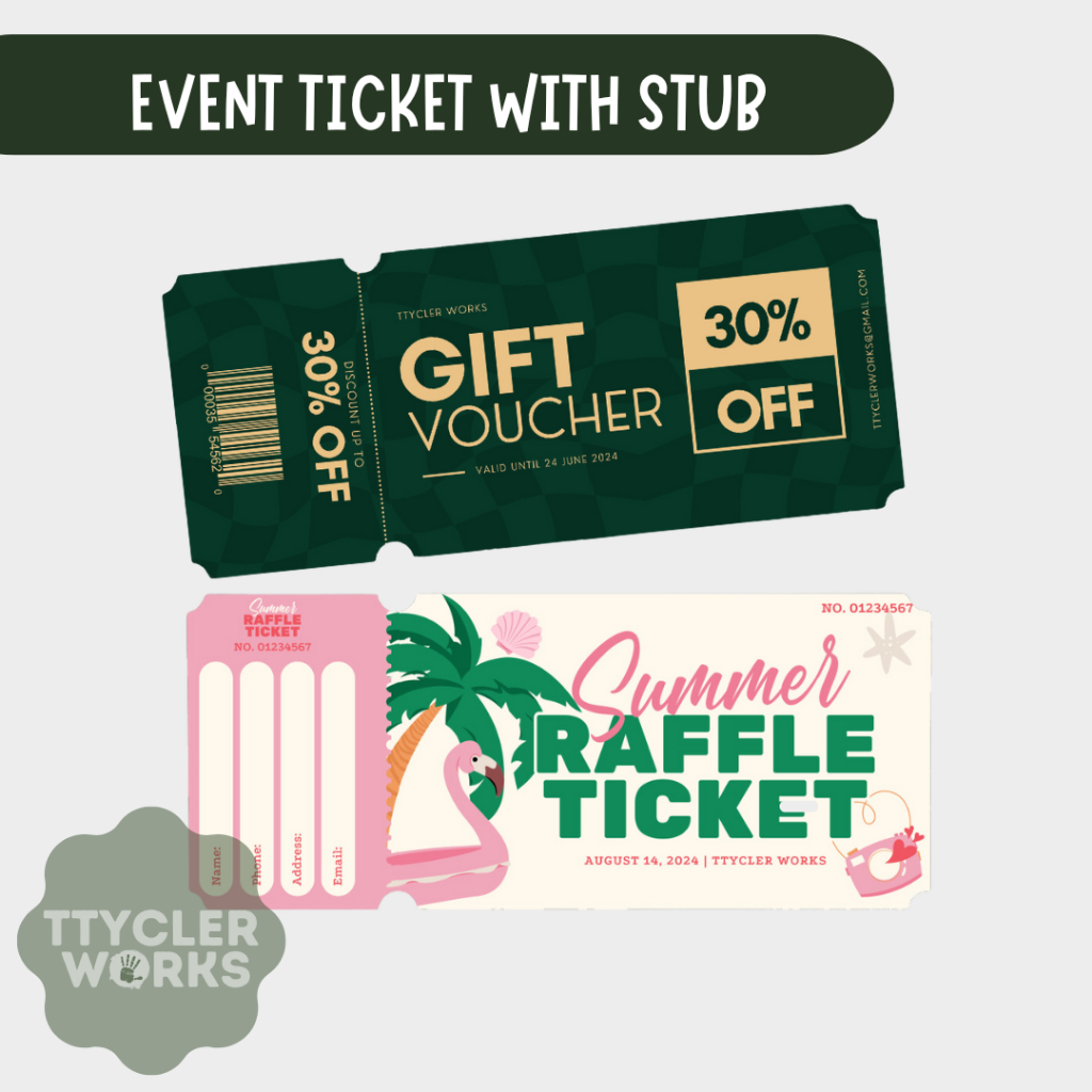 PARTY/EVENT/RAFFLE TICKET WITH STUB PERSONALIZED | Shopee Philippines
