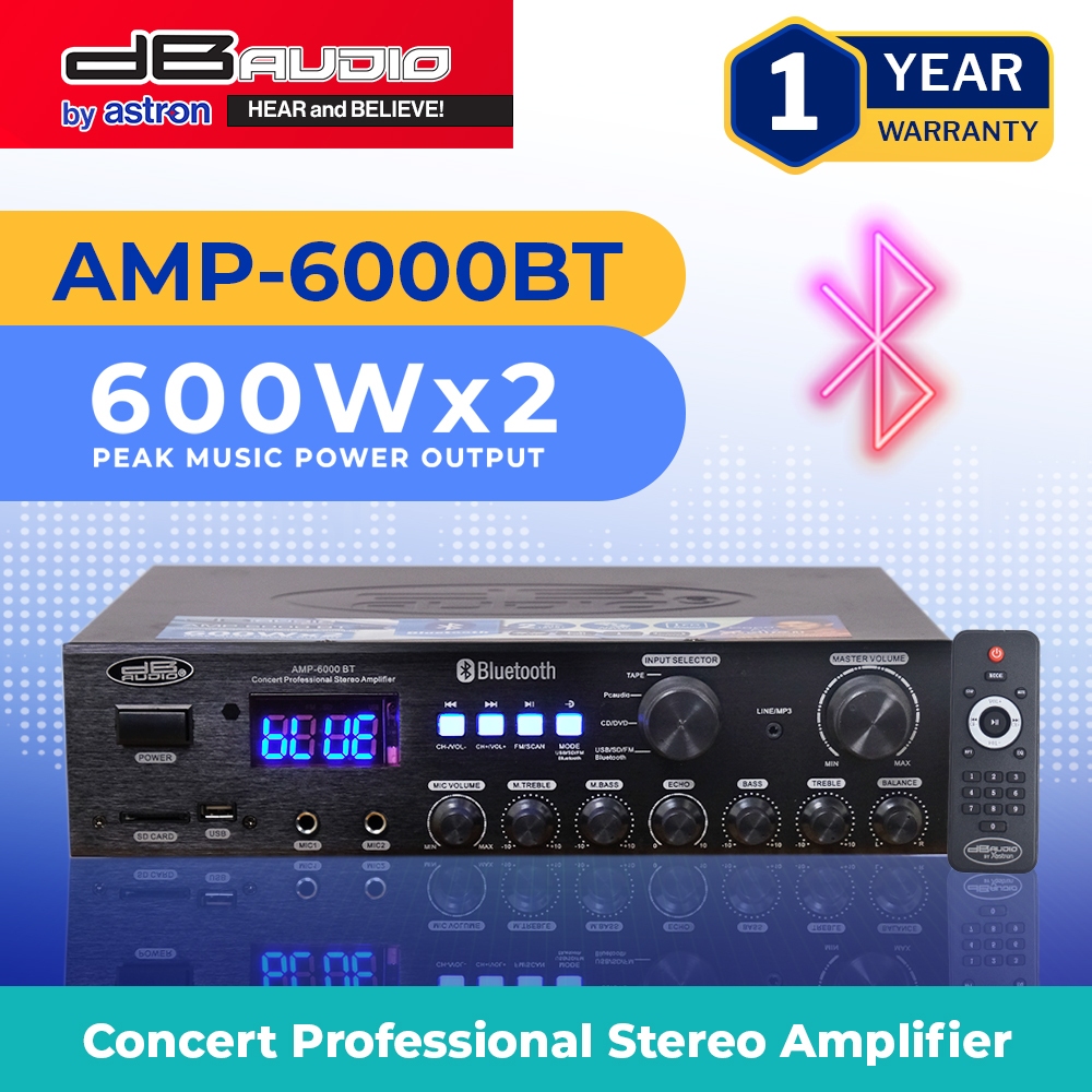 DB Audio By Astron AMP6000BT Concert Professional Stereo Amplifier ...