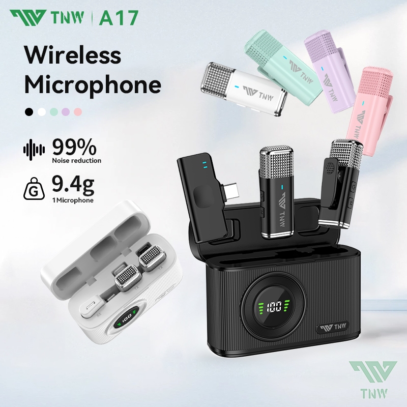 TNW A17 Wireless Microphone Lavalier Dual Mic With Charge Box Noise ...