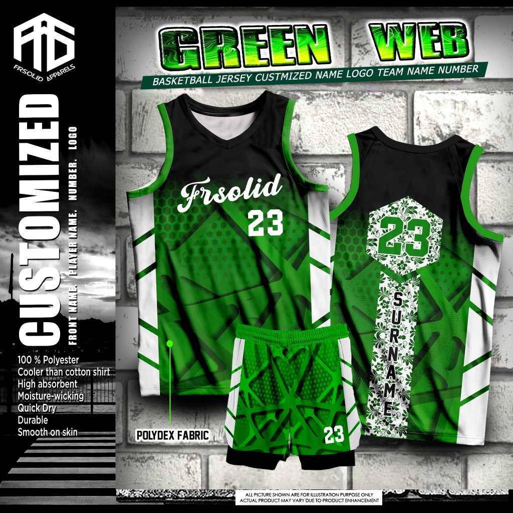 Green Web FR Concept Basketball Sando & Short for adult and kids full ...