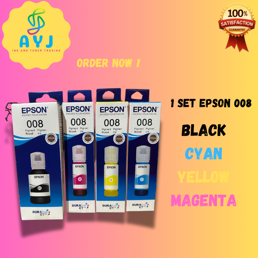 Original EPSON 008 Quality Ink Bottles BLACK CYAN MAGENTA CYAN | Shopee ...