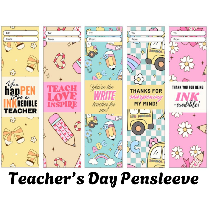TEACHER'S DAY PEN SLEEVE with plastic l Size: 2 x 7.5 inches / 26 ...