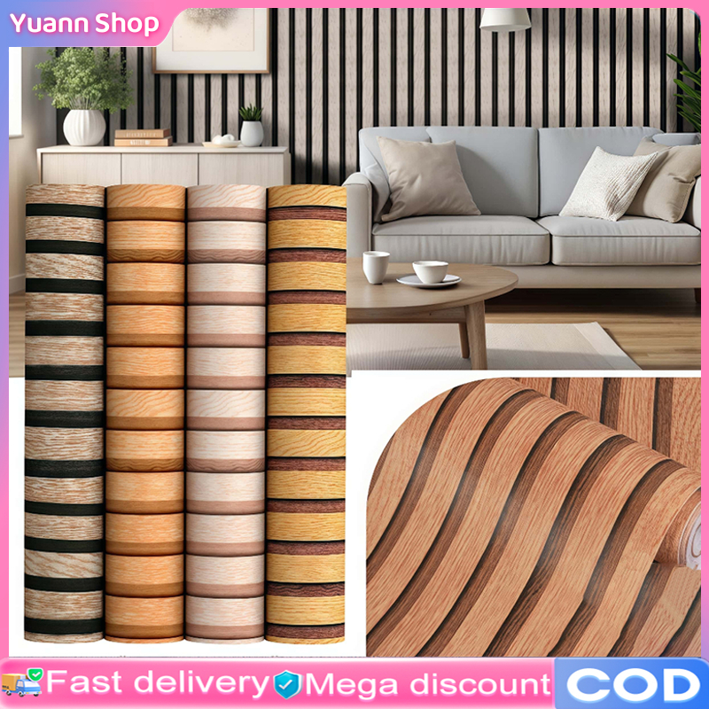 3M Wood Grain Striped Wallpaper Wall Sticker Pvc Waterproof Self ...