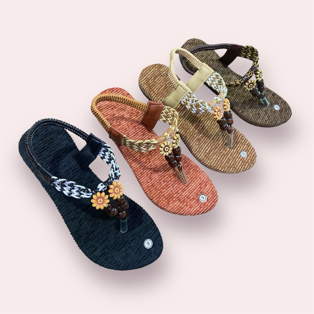Jes Boho Native Sandals in Corduroy with Wood Beads Marikina Made ...