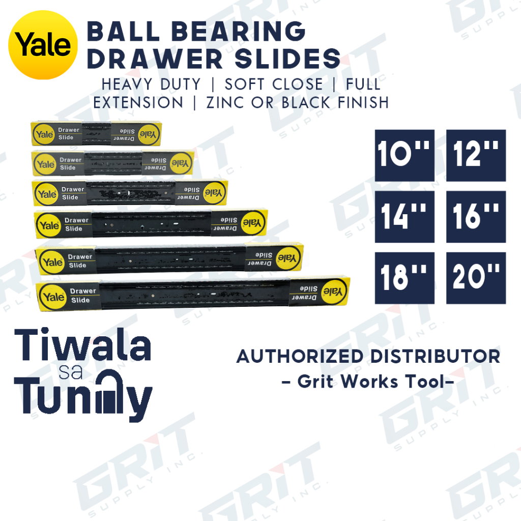Yale Drawer Slide Heavy Duty Ball Bearing Soft Closing (10 inches to 20 ...