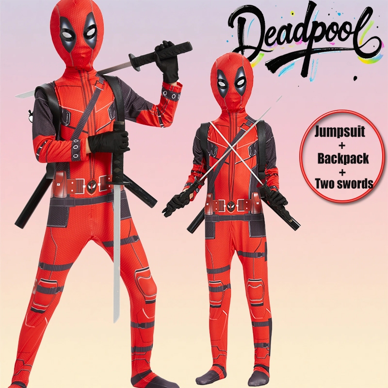 Deadpool Costume For Kids With Mask For Kids Child Bodysuit Superhero ...