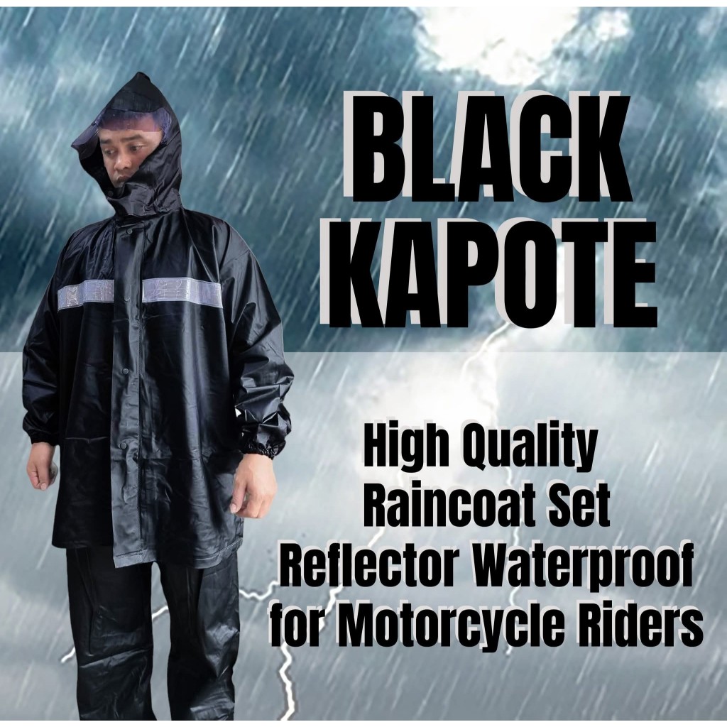 BLACK SILVER GREEN KAPOTE RAINCOAT UP N DOWN | Shopee Philippines