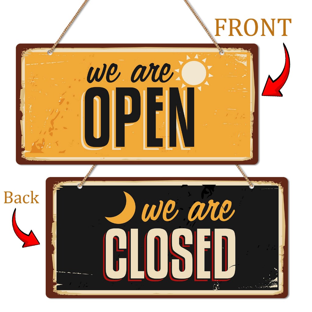 Signage Open and Close Back to Back print with string | Shopee Philippines