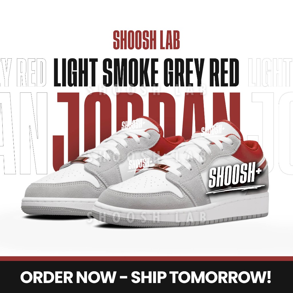 J1 Low Authentic Quality Grey RED Men & Women Sneakers Shoes ...