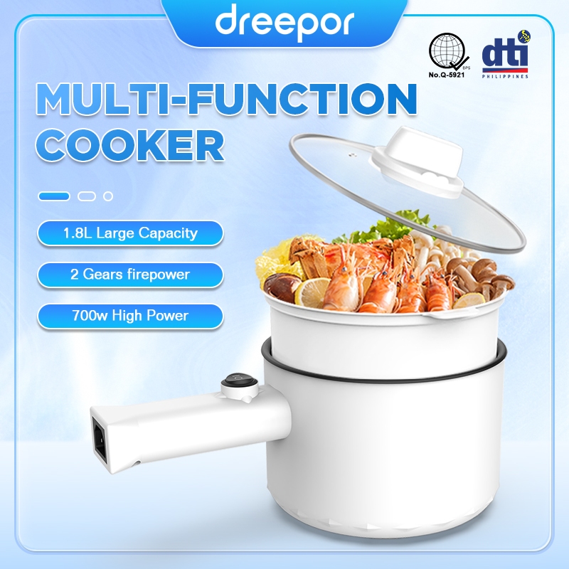 Dreepor 1.8L Electric Cooker with Steamer Mini Rice Cooker Multipurpose ...