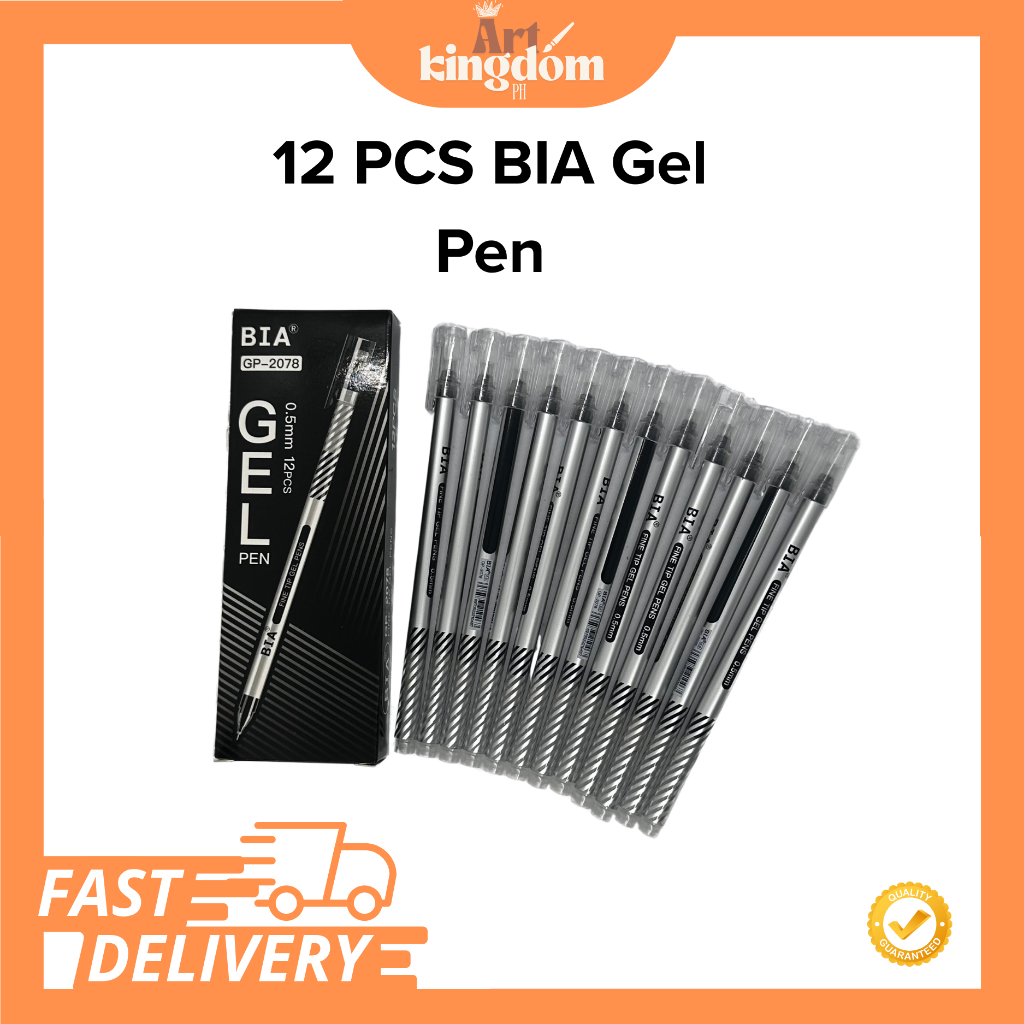 12 PCS BIA 2078 Fine Tip Gel Pens 0.6mm – Smooth Writing Colored Pens ...