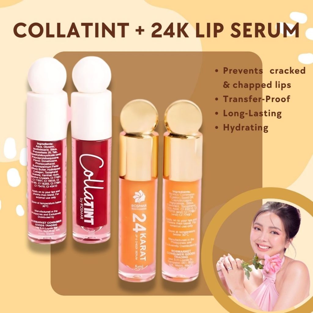 BUY1 GET1 ROSMAR 24KARAT LIP SERUM & COLLATINT 10ml Long Lasting Lip ...