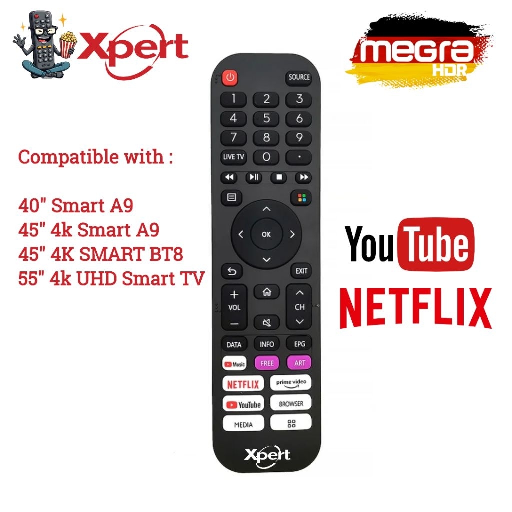 Megra Remote Control Megra HDR Smart TV Remote for Smart A9 4K UHD 40 ...