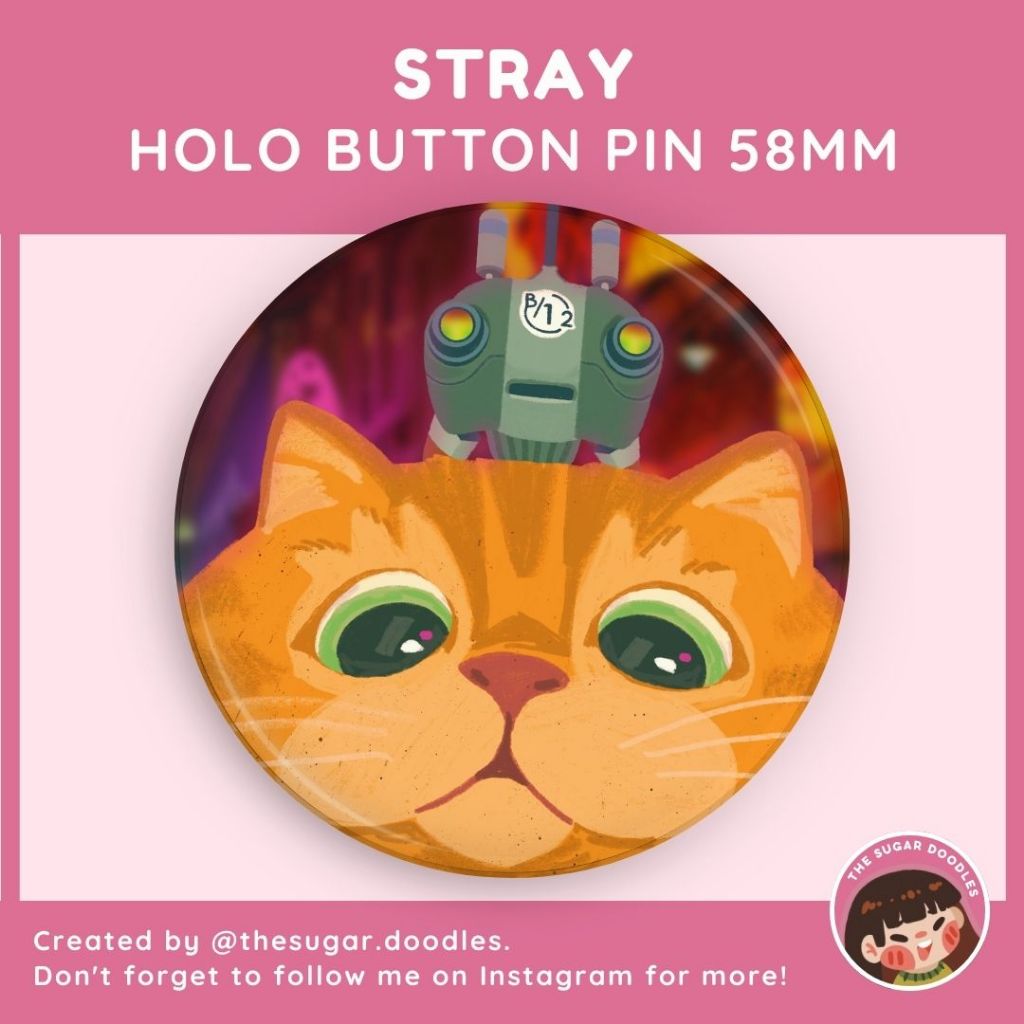 Stray Laminated Holo Button Pin 58mm | Shopee Philippines