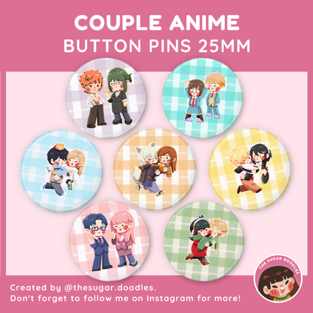 Couple Anime Button Pins 25mm | Shopee Philippines