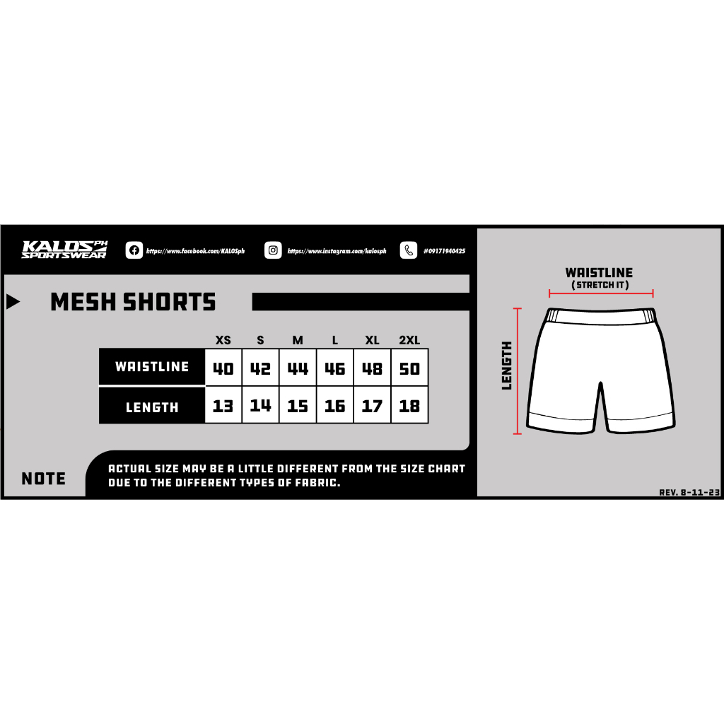 Test Size Chart Shorts | Shopee Philippines