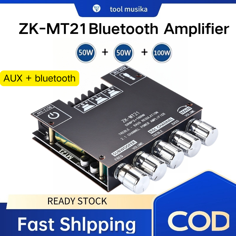 50WX2+100W ZK-MT21 Amplifier Board 2.1 Channel Bluetooth 5.0 car high power audio Stereo ...