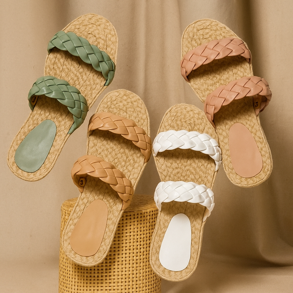 AMARI braided 2-strap abaca slides - Liliw-made sandals for women ...