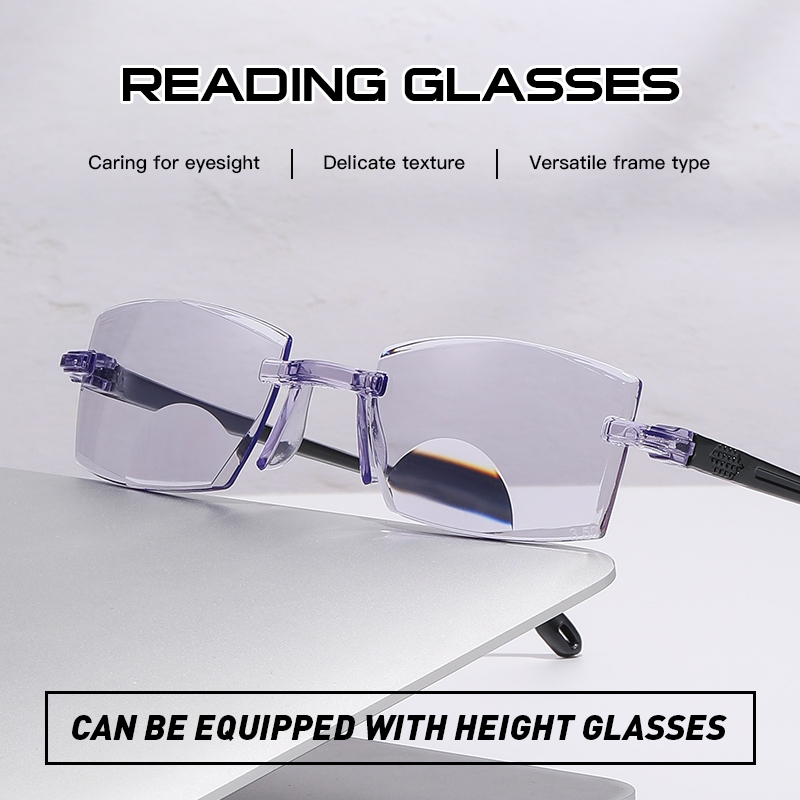 Frameless high-definition reading glasses for men and women, anti-blue ...