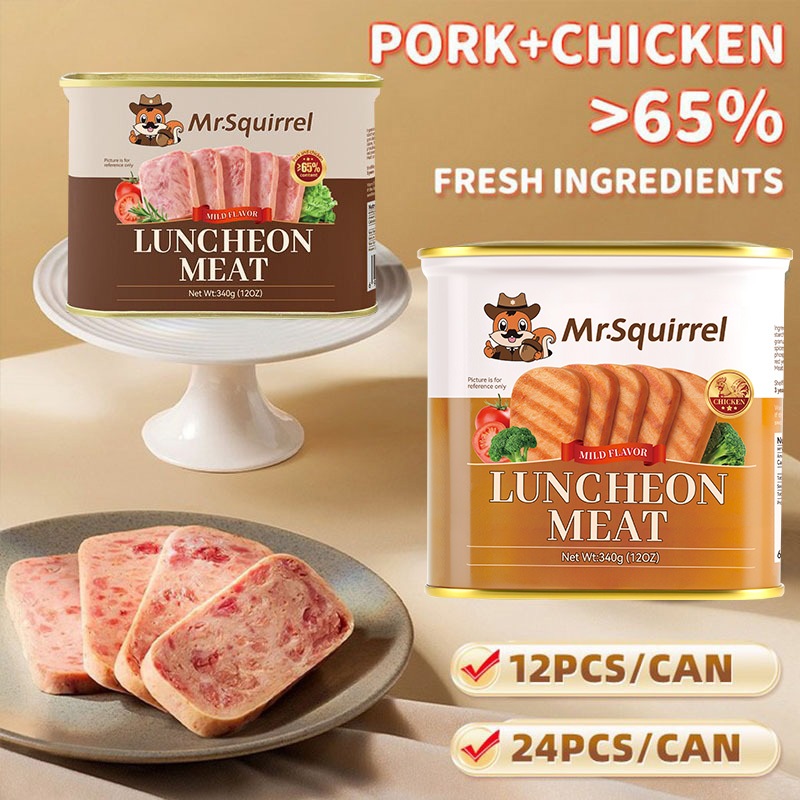 Mr.Squirrel 340g 24PCS Chicken & Pork Luncheon Meat Mr.Squirrel ...