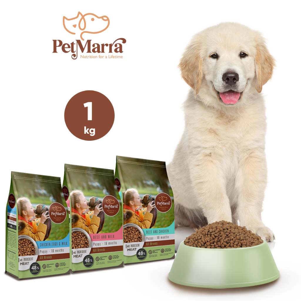 PetMarra Puppy / Adult Dog Dry Food Beef Milk and Chicken Flavor 1kg ...