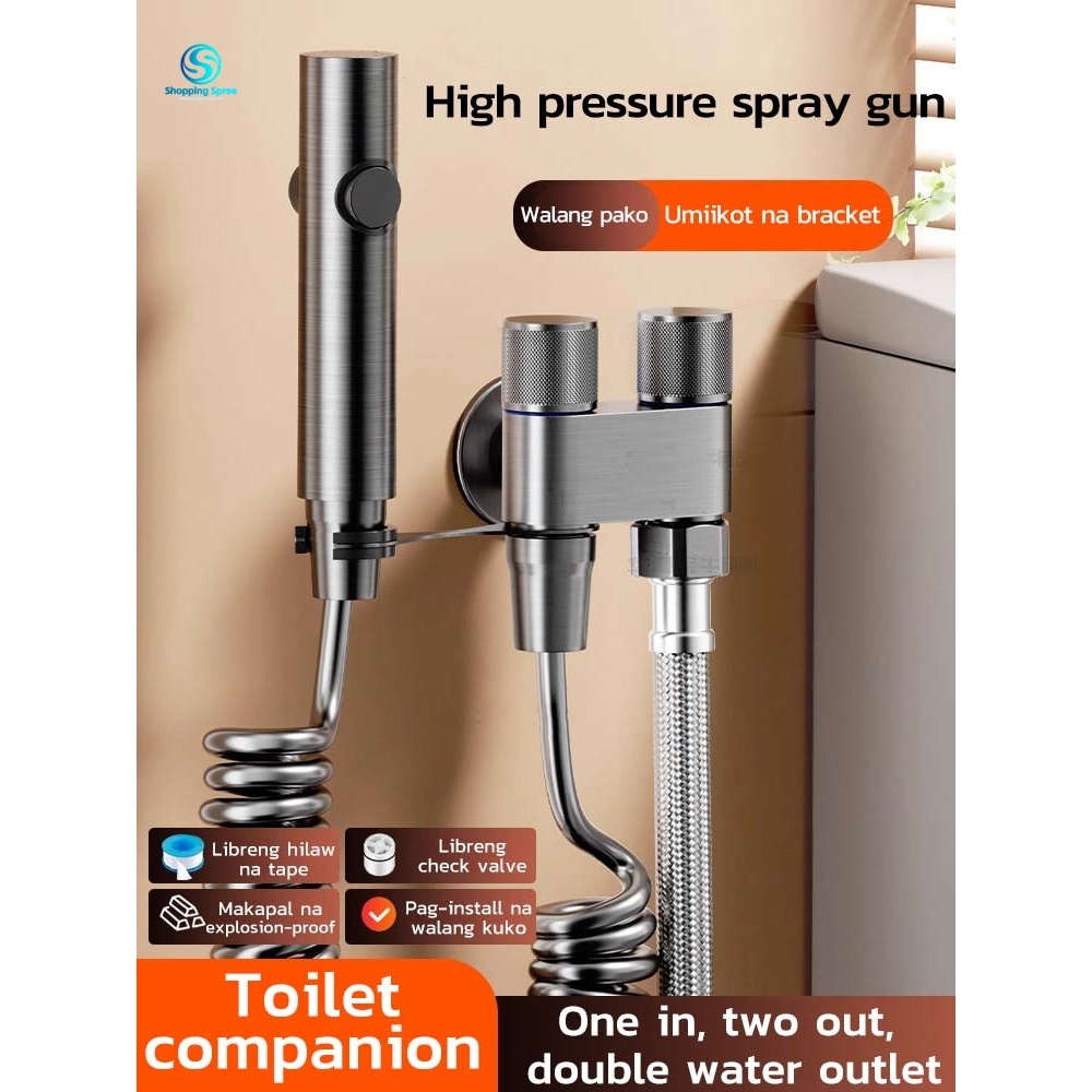 Toilet companion flush spray gun, one inlet and two outlet angle valve ...