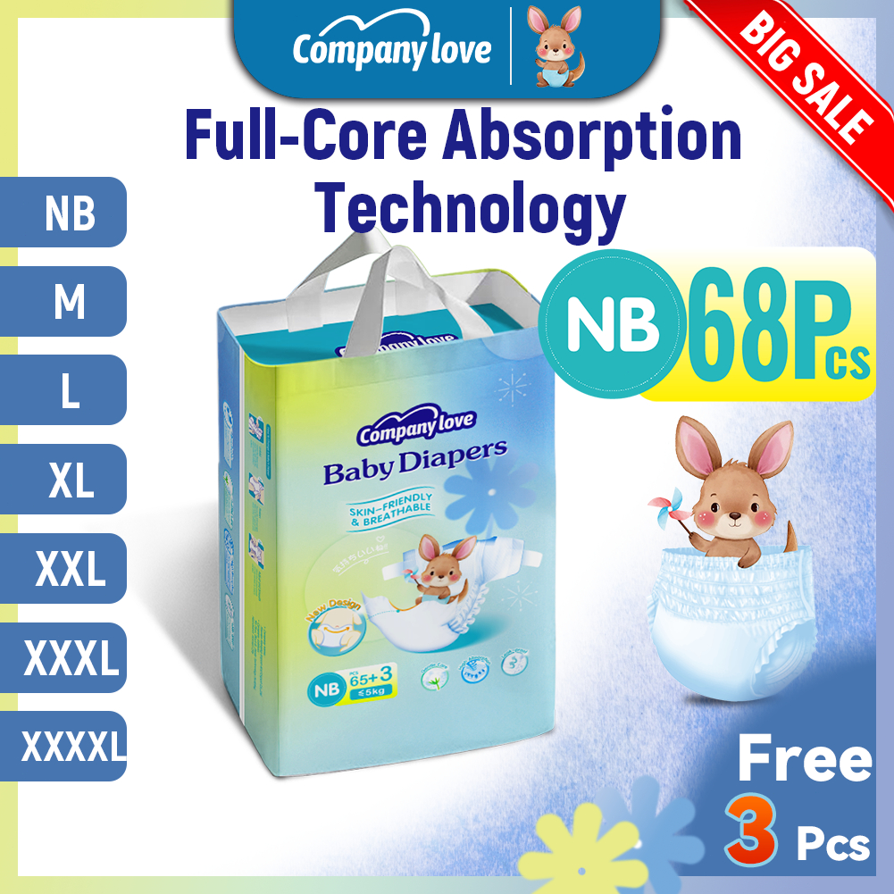 [Free 3 Pcs] Company Love Baby Diaper Pants Pull-Up Leak-proof NB68/M42/L40 /XL38/2XL34 /3XL32 ...
