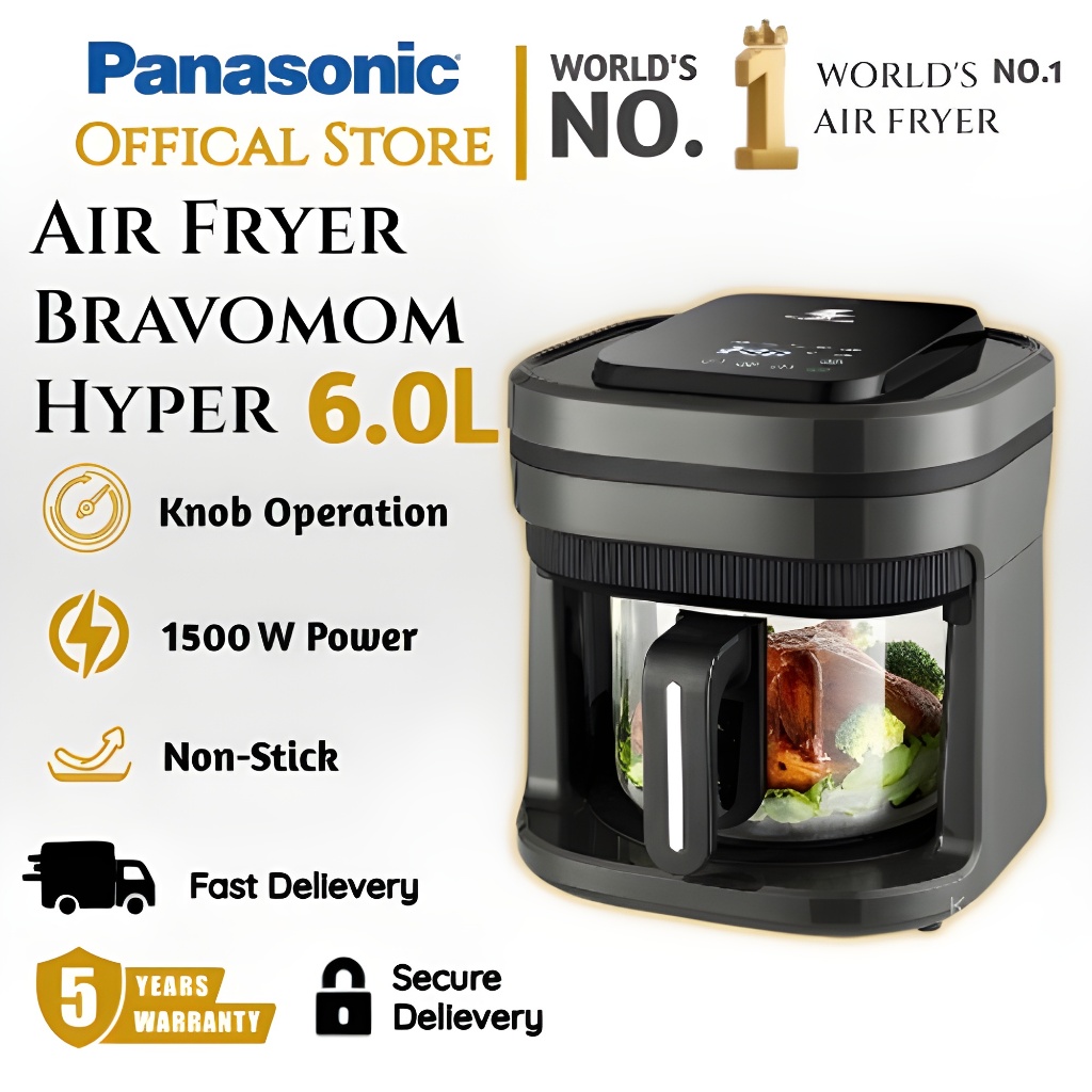 Panasonic Bravomom Hyper AirFryer 6L Large Capacity large volume Oil ...