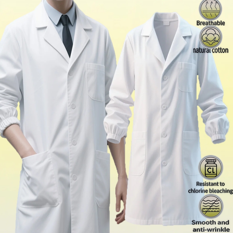 Lab Gown Unisex Lab Coat Long Sleeve White Laboratory Clothing Medical ...