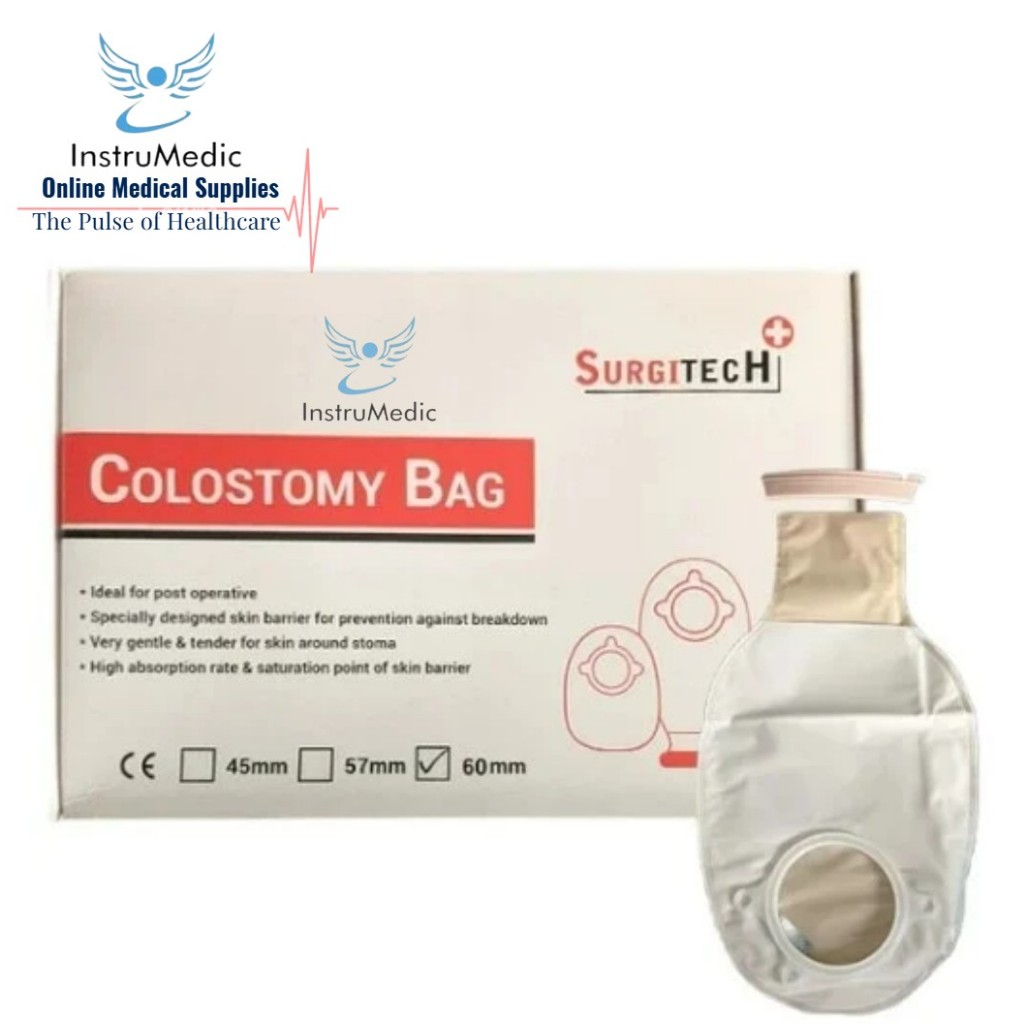 Surgitech Disposable Colostomy Bag 60mm - Stomach Bag for Secure and ...