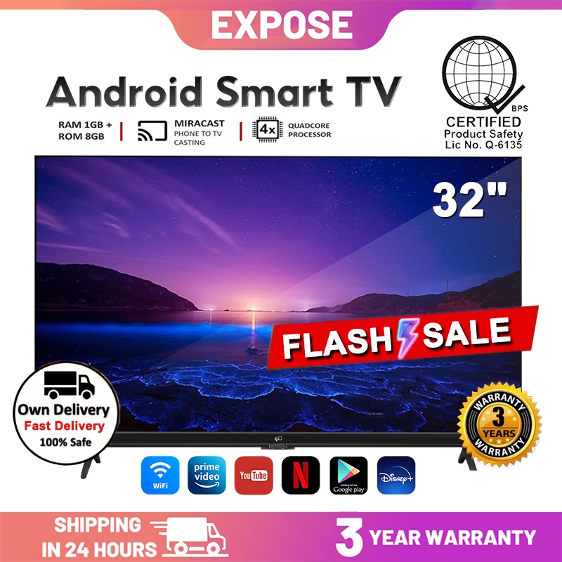EXPOSE Google TV 32 24 19 Inch Digital Smart TV 4K Flat Screen Android ...