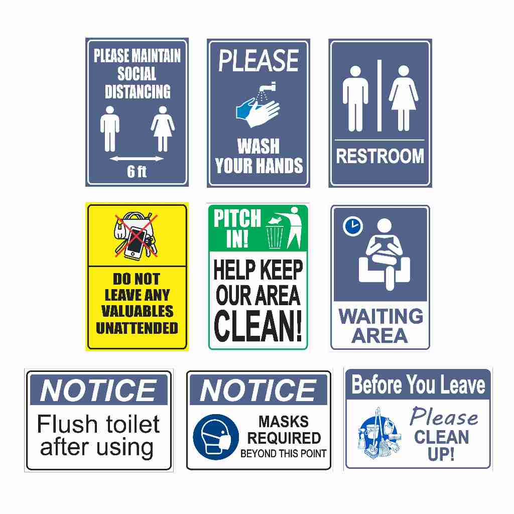 PVC Plastic signage for establishments A4 size please maintain social ...