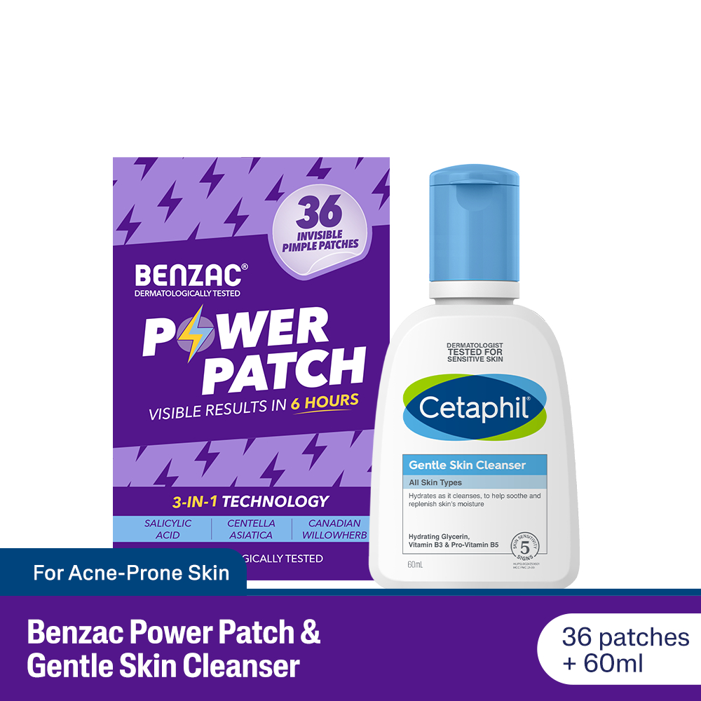 Benzac Power Patch (3 pcs) + FREE Cetaphil Gentle Skin Cleanser 60ml ...