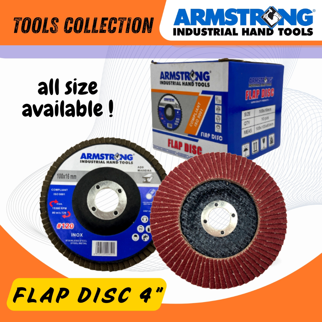 ARMSTRONG FLAP DISC 4" HIGH QUALITY ( 10PCS )_TLS | Shopee Philippines