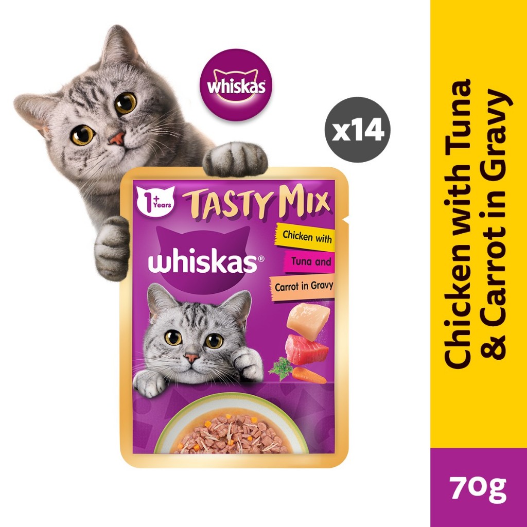 WHISKAS Tasty Mix Adult Cat Wet Food 70g (12-Pack) | Shopee Philippines