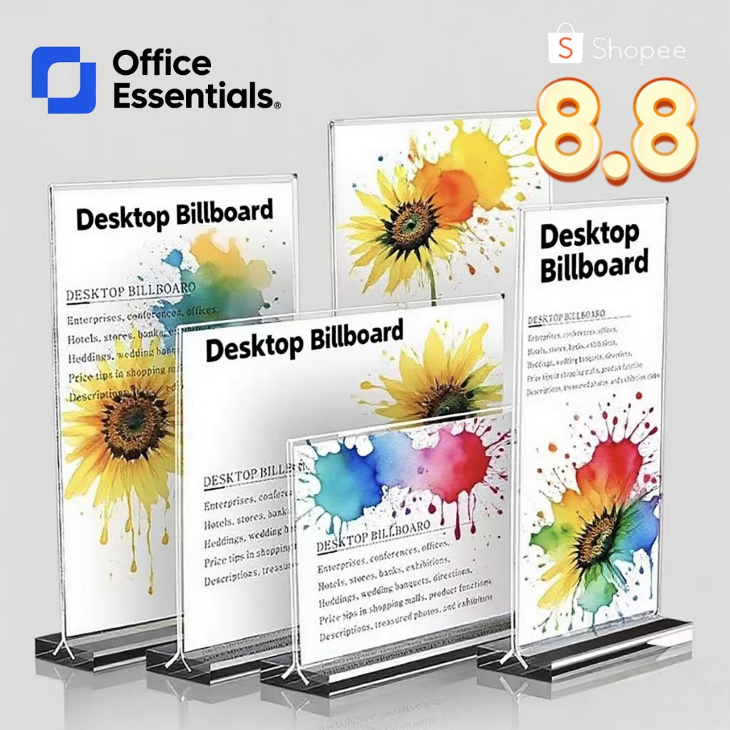 A4/A5/A6 Acrylic Sign Holder Clear T Shape Horizontal Table Sign Stands ...