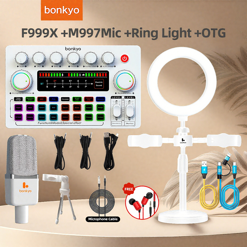 bonkyo F999X+M997Mic Soundcard live broadcast equipment full set ...