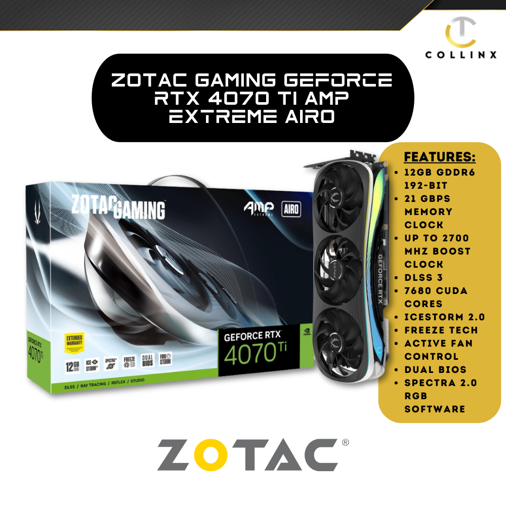 ZOTAC GAMING GeForce RTX 4070 Ti AMP Extreme AIRO | 12GB GDDR6 192-Bit ...