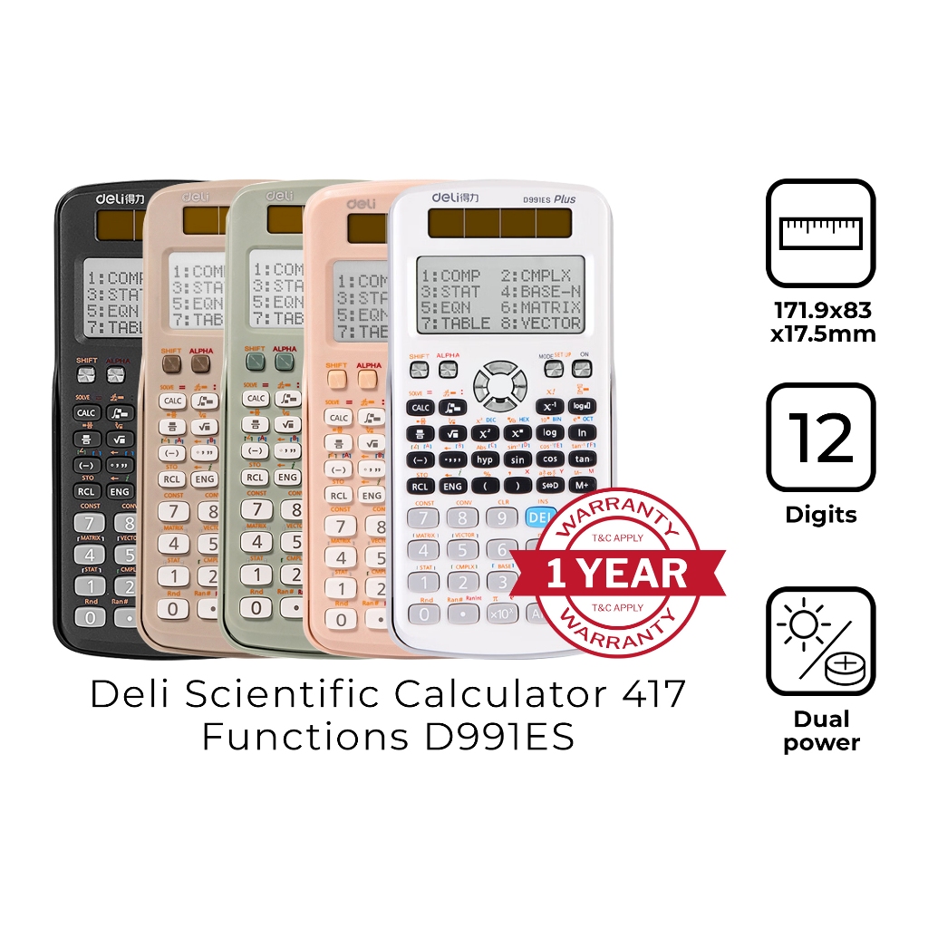 Deli Scientific Calculator 417 Functions D991ES | Shopee Philippines