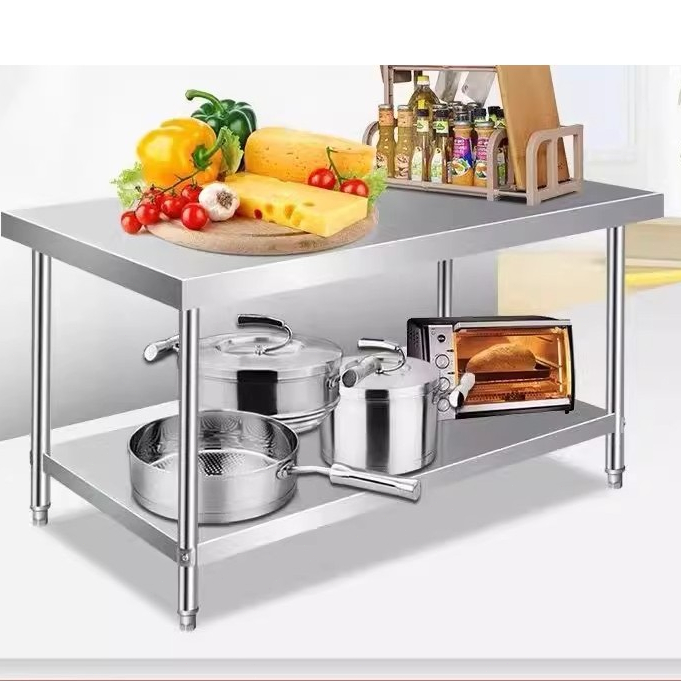 2 Layer Stainless Kitchen Table Commercial Kitchen Prep Table | High ...