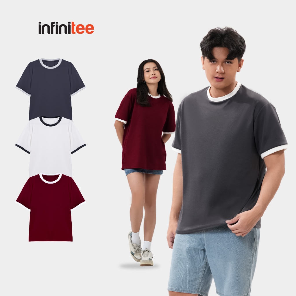 Infinitee Oversized Ringer Tee Shirt Tshirt For Men Women Boxy Fit Korean Basic Casual Tees Top ...