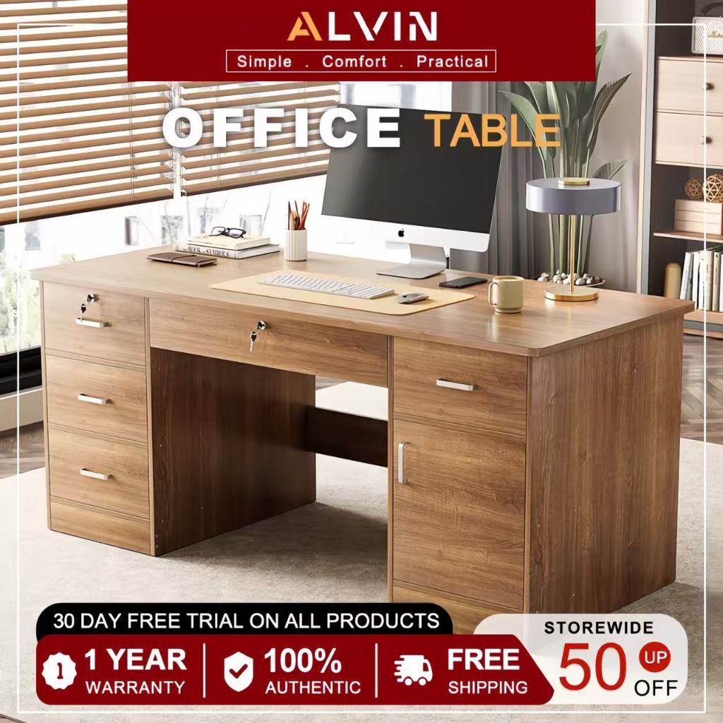 ALVIN Computer Desk Home Simple Modern Desk With Drawer Cabinet Office ...